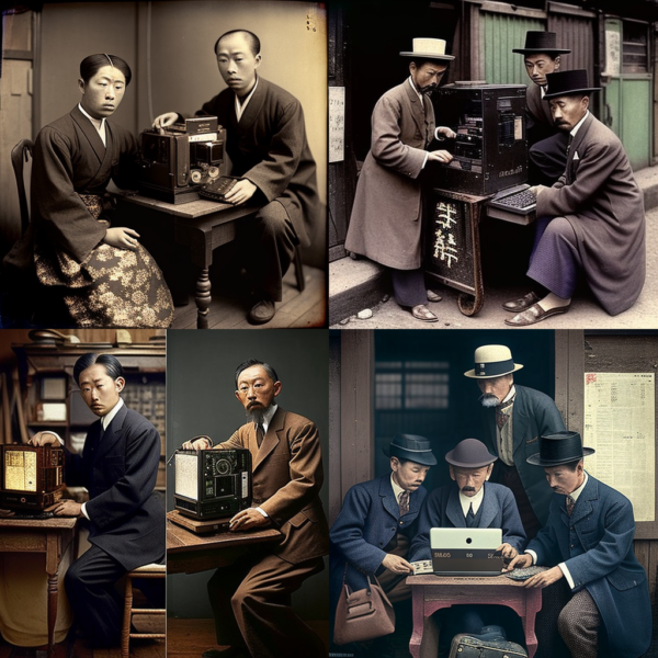 What if people in Japan in 1910 had modern technology? MidJourney can ...