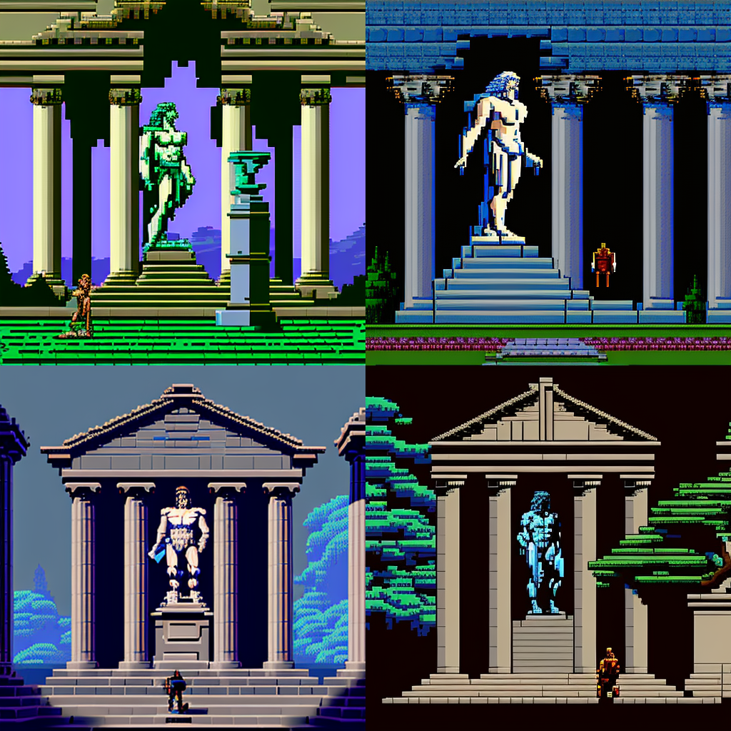 Making an NES greek screenshot similar to Castlevania in MidJourney ...