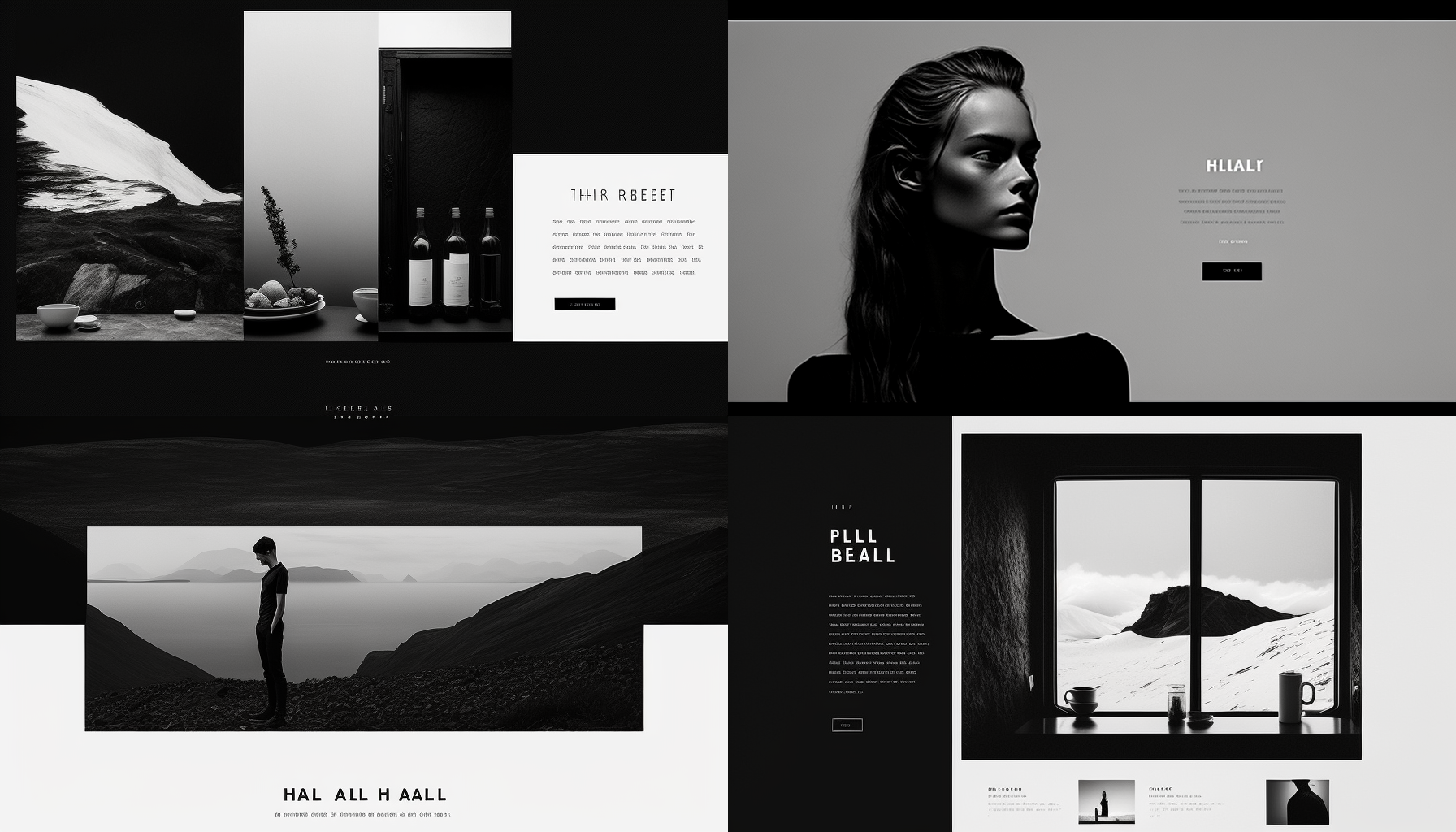 How to make a minimalist black and white website design in MidJourney ...
